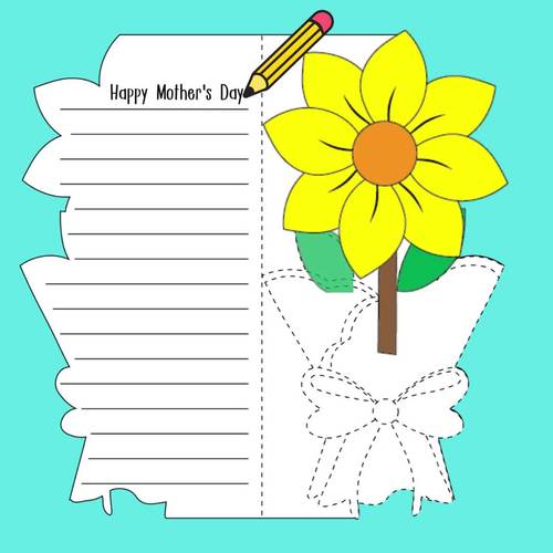 Mother's day Craft Writing Activity Flower Card Gift by Vivi a Creative ...
