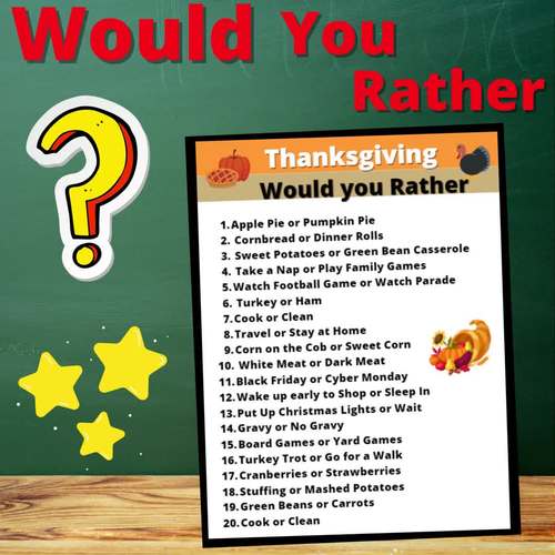 Thanksgiving Activities Would you Rather Group Game Resource Activity ...