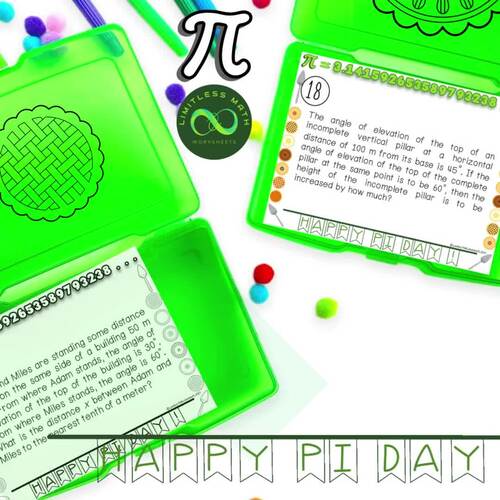 Pi Day Task Cards - Angle of Elevation & Depression Word Problems