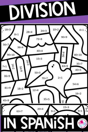Spanish Halloween Color by Number Code Division Facts Pumpkin Math ...