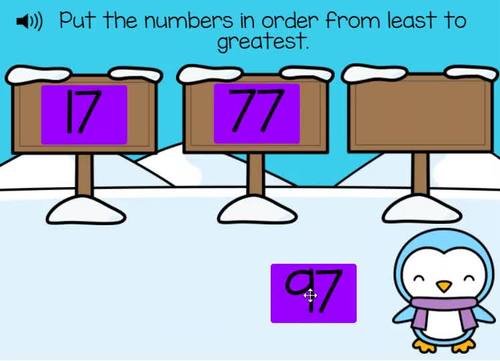 | BOOM Cards ™ | Winter Ordering Numbers- Least to Greatest- to 100