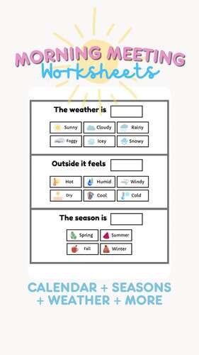 Morning Meeting Worksheets for Special Education | Rainbow by SpedSparkles
