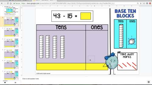 Subtraction With Regrouping Using Base Ten Blocks - Two Digit Numbers