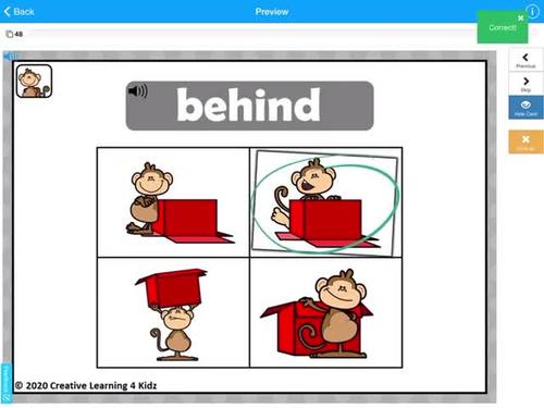 Prepositions Boom Cards for Distance Learning by Creative Learning 4 Kidz