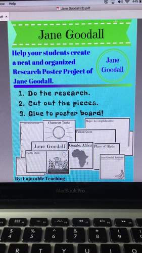 Jane Goodall Biography Research Poster Writing Kit by Enjoyable Teaching