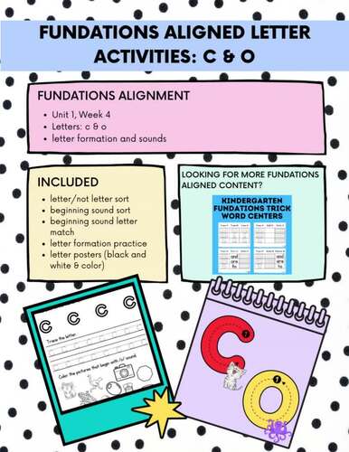 Fundations Aligned Letter Activities: c and o (Unit 1, Week 4) by Ms ...