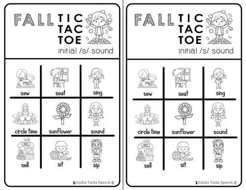 Half Page Fall Tic Tac Toe | Printable | Speech Therapy by GoldieTalks ...