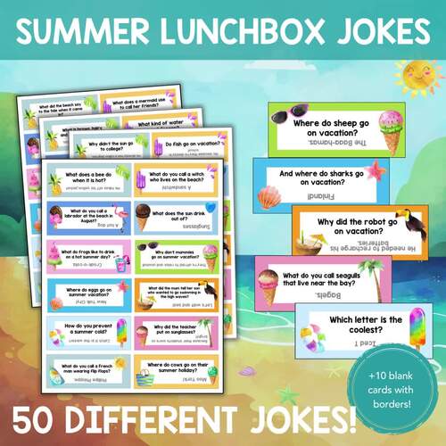 Summer Lunch Box Jokes and Notes - Back to School Daily Jokes for Students