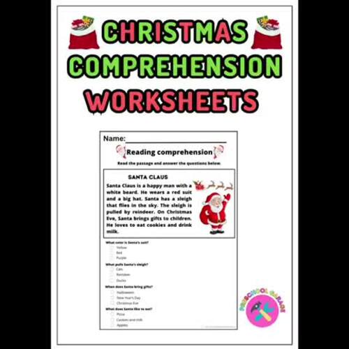 Christmas Comprehension Worksheets by Preschool Garage | TPT
