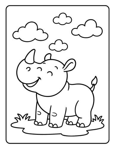 Rhino’s Happy World Coloring Pages for Kids | 45 Cute Baby Rhino ...