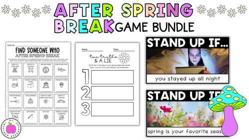 After Spring Break Activity and Game Bundle by KJ Inspired Resources