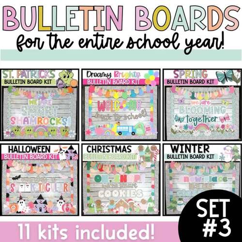 Seasonal Bulletin Board Kits | Year-Long | Themed Holiday Bundle | Volume 3