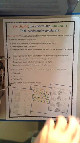 Bar charts, pie charts and line charts Task cards and worksheets by ...