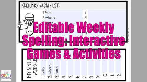 EDITABLE Weekly Spelling List Pack: Name Practice, Sight Words Distance ...