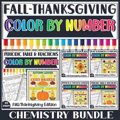 Fall-Thanksgiving Chemistry Color by Number Bundle | Science Review ...