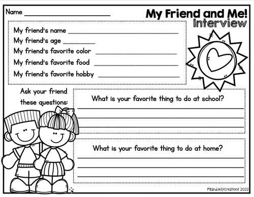 Friendship Interview and Writing by PB and Jelly Creations | TPT