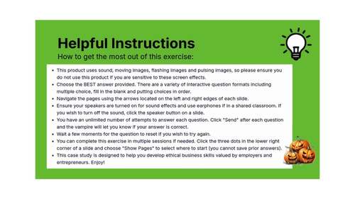 Halloween Themed Business Ethics High School Interactive Digital Case Study