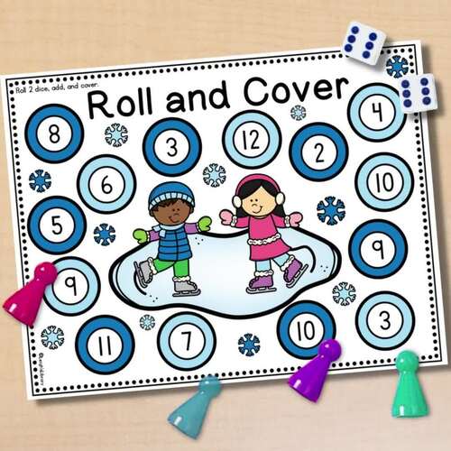 Winter Roll and Spin Math Games for Addition, Subtraction, and Number ...
