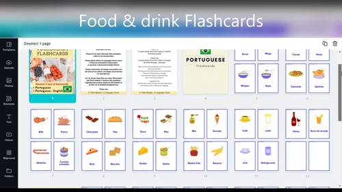 PORTUGUESE food drink FLASH CARDS | food drinks portuguese COMIDAS E ...