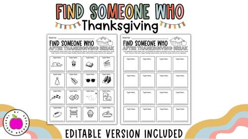 After Fall Break Activity | Find Someone Who Bingo Game | Editable