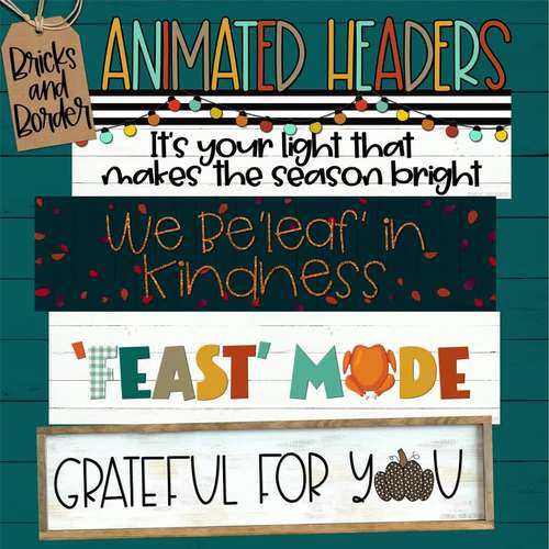 Animated Google Classroom Fall Headers Gifs by Bricks and Border