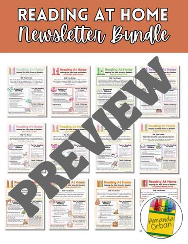 Reading at Home Newsletter Bundle | Family Literacy Newsletters for the ...