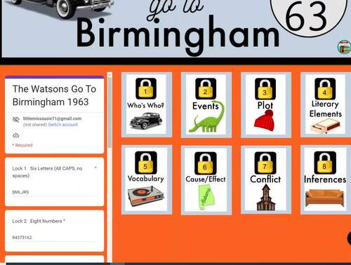 The Watsons Go to Birmingham Escape Breakout Lesson Activity Digital
