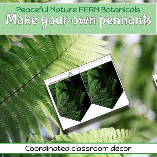 Classroom Bunting Decor PENNANT FLAGS in Calm Nature Botanicals for ...