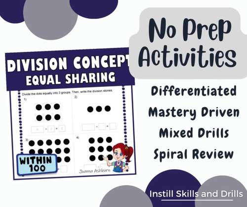 Division Facts with Arrays and Equal Shares (Fair Sharing) Practice ...