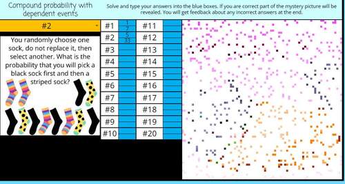 Compound Probability with Dependent Events Pixel Art Digital Activity