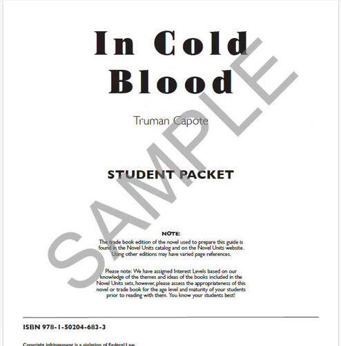 In Cold Blood Novel Units® Student Packet Novel Study | TPT