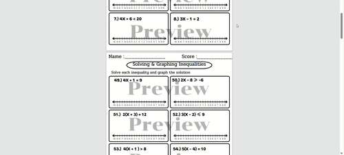Solving and Graphing Inequalities:One and Two Step by Fun Math Dog