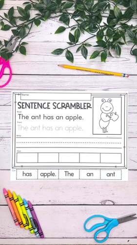 Sentences Cut and Paste Worksheets for Alphabet Tracing and Beginning ...