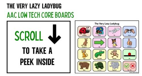 The Very Lazy Ladybug AAC Core Vocabulary Boards | Low‑Tech AAC ...
