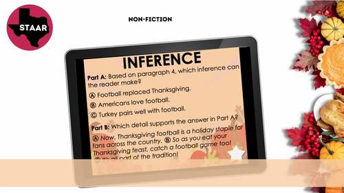 STAAR Thanksgiving Football Non-Fiction Reading Comprehension ...