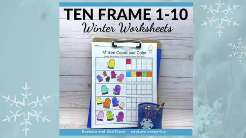 Winter Ten Frame Counting and Subitizing 1-10 Worksheets | TpT