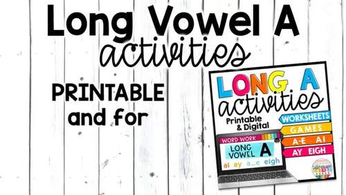 Long Vowel A Teams & Silent E Games and Worksheets, Vowel Team Practice