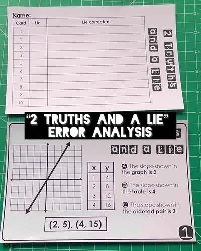 "2 Truths and a Lie" Ratios and Proportions Math Error Analysis Activity