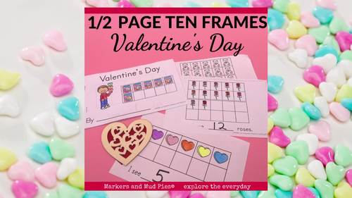 Valentine's Ten Frame 1 to 20 Worksheets or Book 1/2 Page for PreK ...