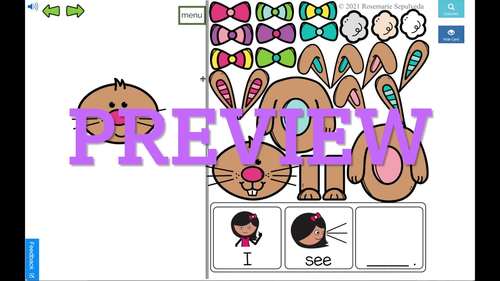 BUILD A BUNNY Spring Bilingual Spanish English Sentence Strips BOOM CARDS