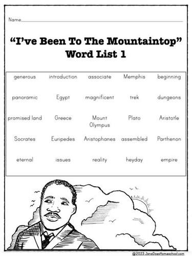 Martin Luther King Jr. Spelling Practice 1 - 'I've Been to the Mountaintop'