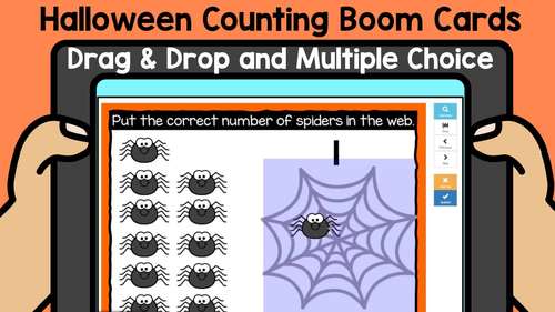 Halloween Counting 0-10 Boom Cards Spider Theme Drag & Drop and ...