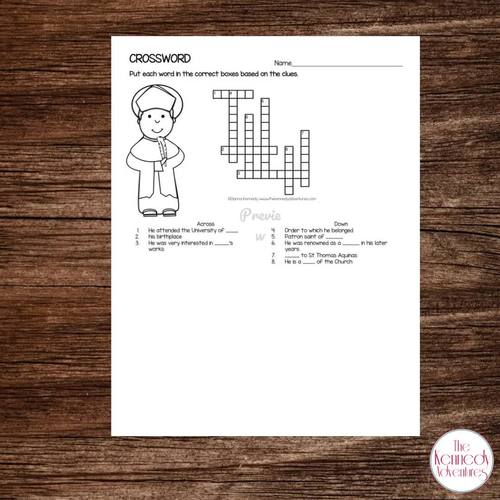 Catholic Saint Word Puzzles - No Prep Activity - St Albert the Great