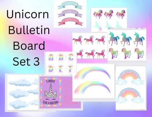 Unicorn Bulletin Board Set 3 by Mrs. MerryFairy | TPT