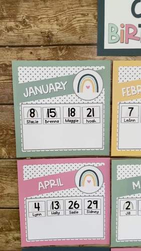 Editable Boho Rainbow Theme Birthday Display by Mallory Johnson | TpT