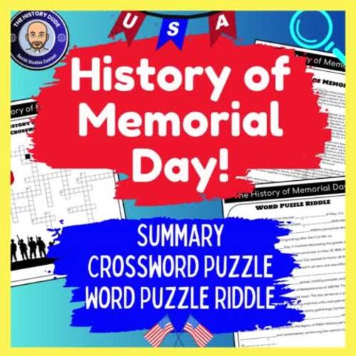 History of Memorial Day Close Reading, Crossword, and Word Puzzle Activity!
