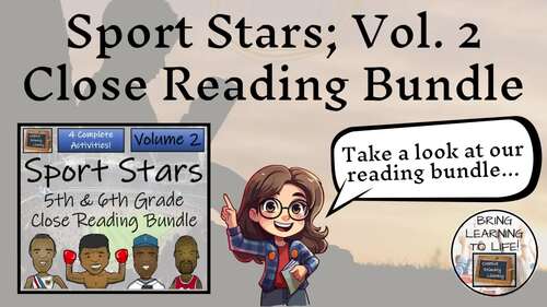 Sport Stars Volume 2 Close Reading Comprehension Bundle | 5th & 6th Grade