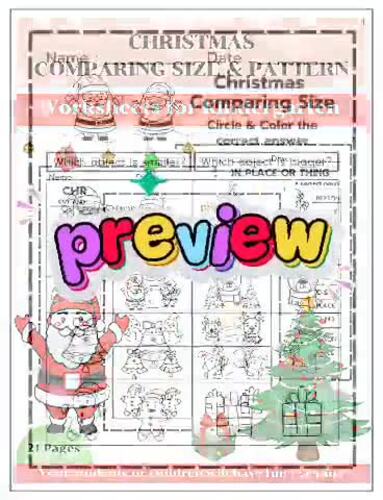 CHRISTMAS COMPARING SIZE & PATTERNS | Worksheets for Kindergarten