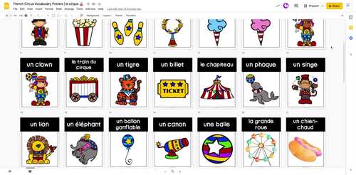 French Circus Vocabulary Posters | Printable & Digital | Distance Learning