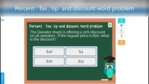 Percent : Tax , tip and discount word problem (30 questions) by SG Math ...